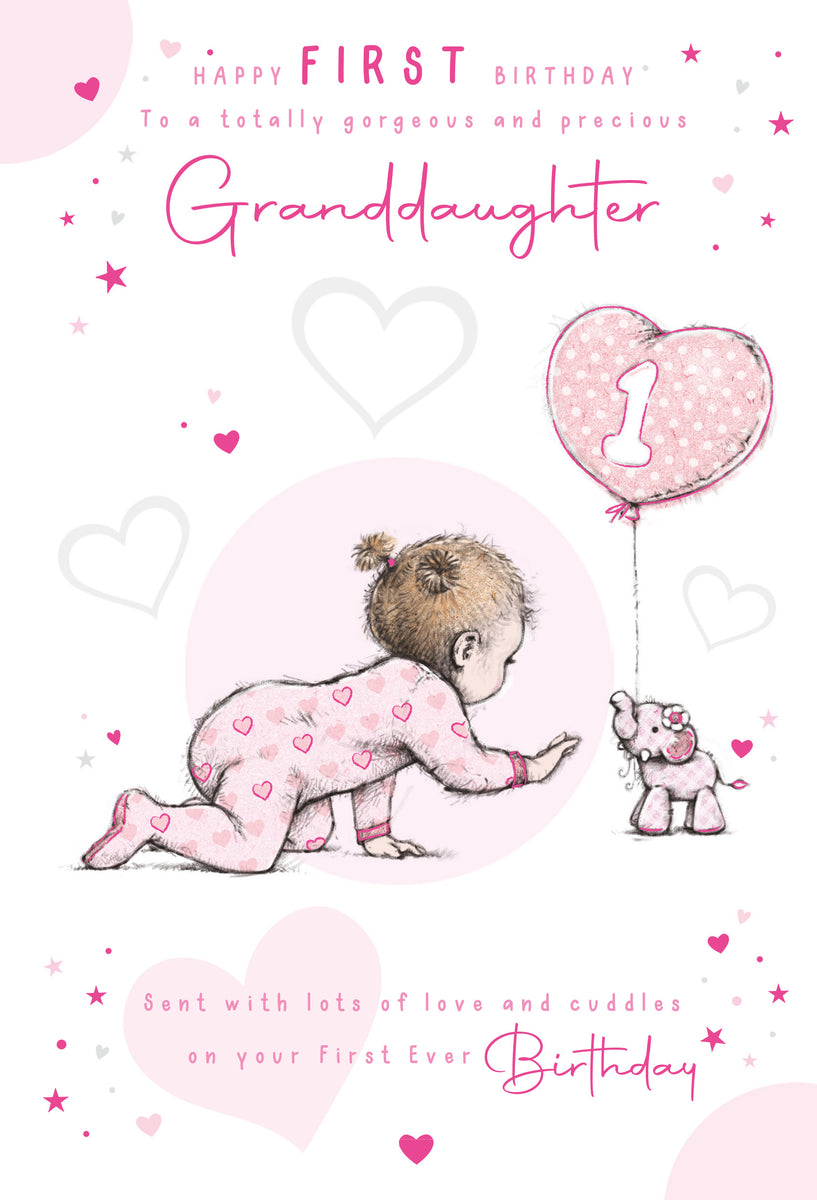 Granddaughter 1st Birthday Card - Greeting Cards Cherry Orchard Online