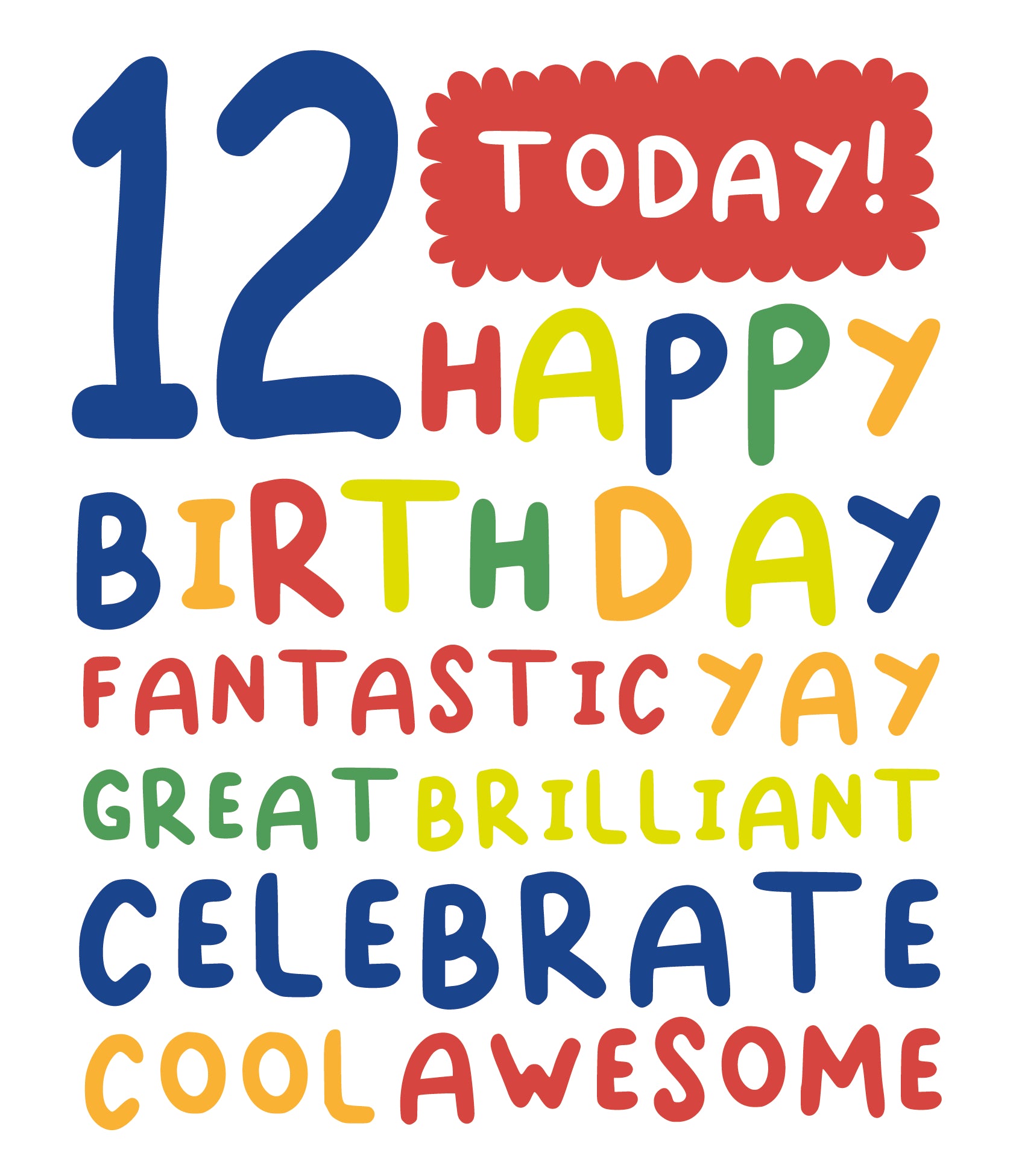 Happy 12th Birthday Cards Printable Central 23 Rainbow Birthday Card